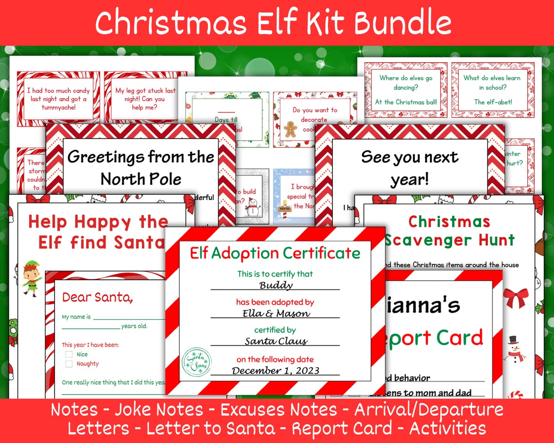 Christmas Elf Kit. Elf Notes. Elf Report Card. Elf Letter. Elf Jokes ...