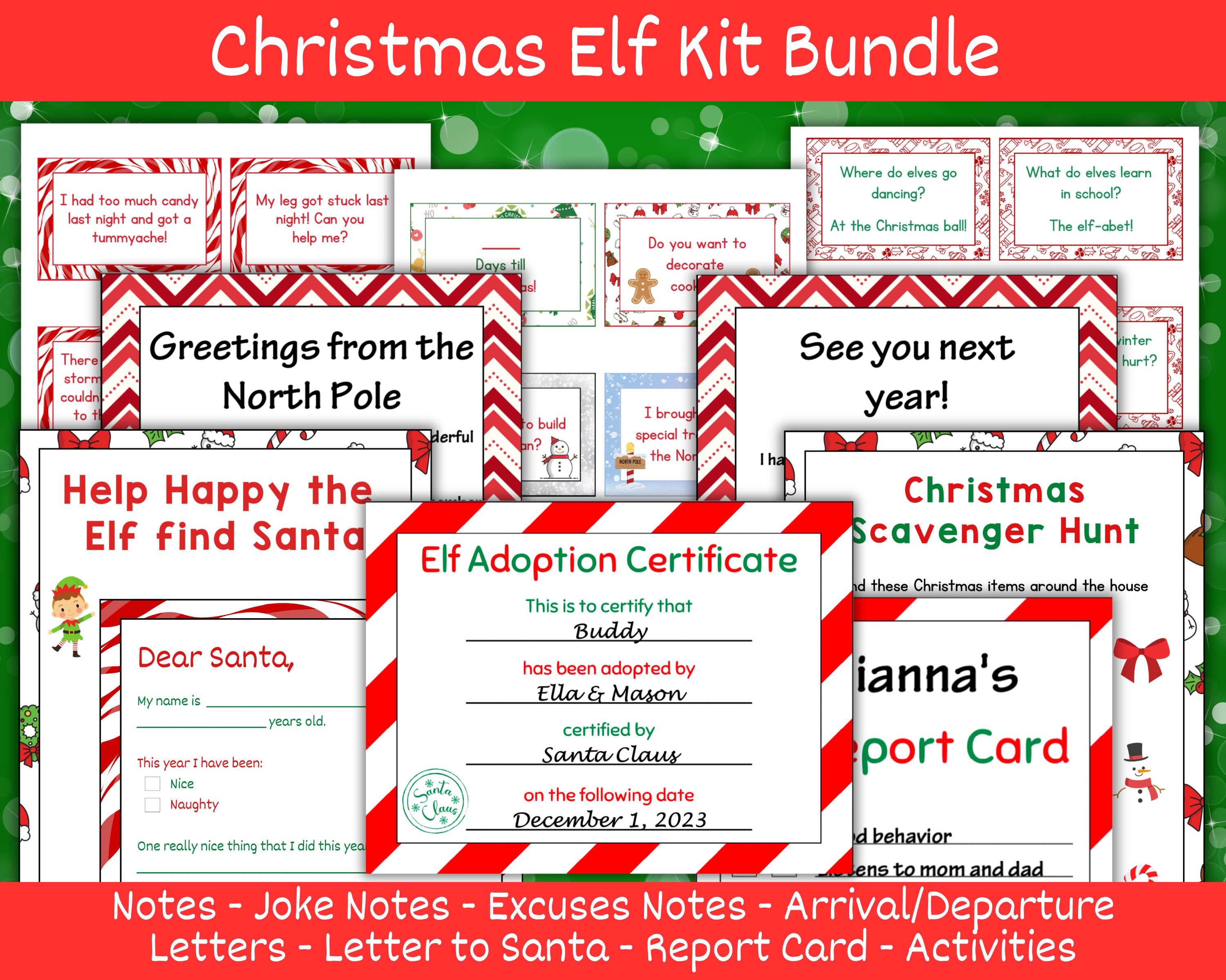 Christmas Elf Kit. Elf Notes. Elf Report Card. Elf Letter. Elf Jokes ...