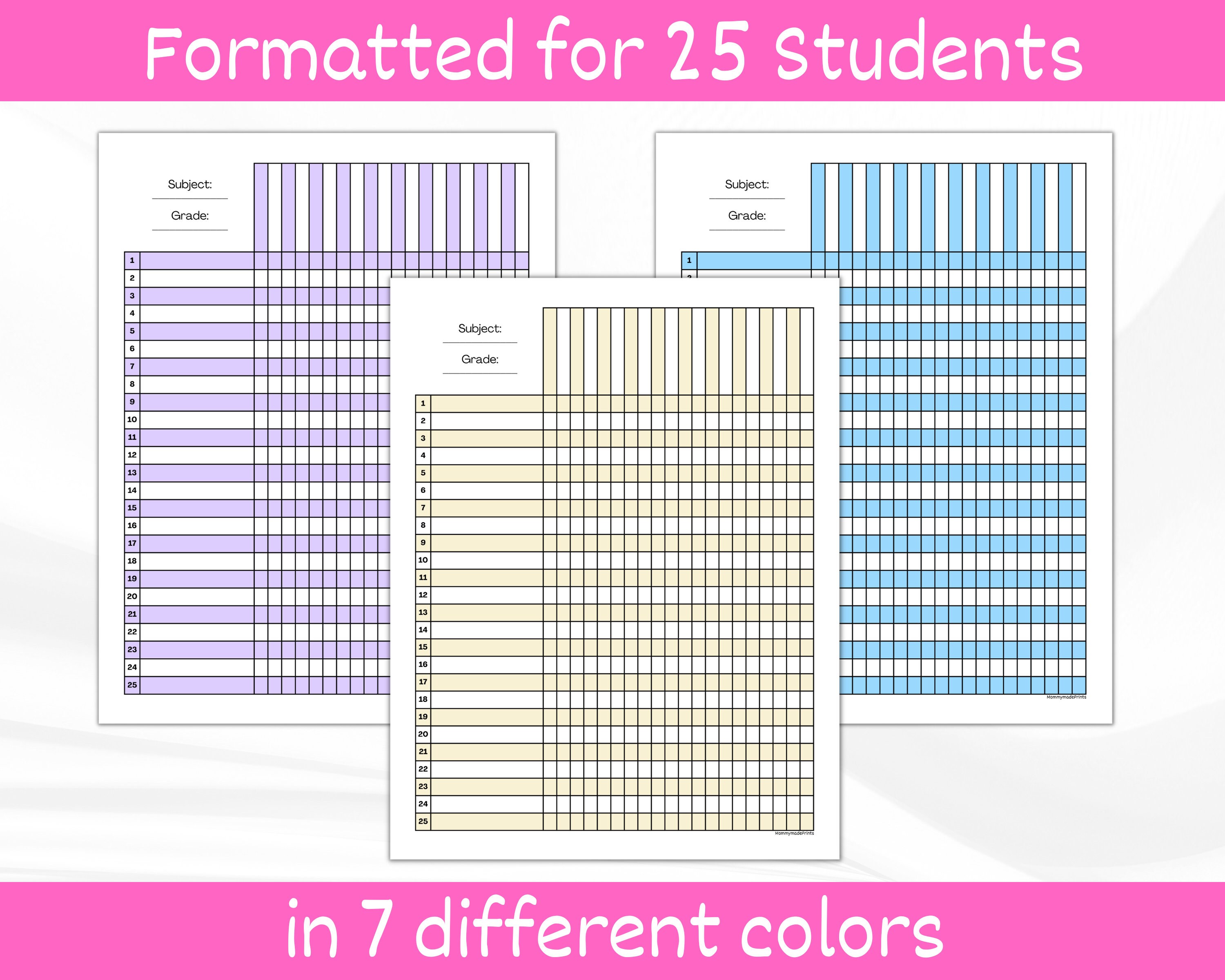 Teacher Gradebook Printable. Teacher Planner. Grade Tracker. Student ...