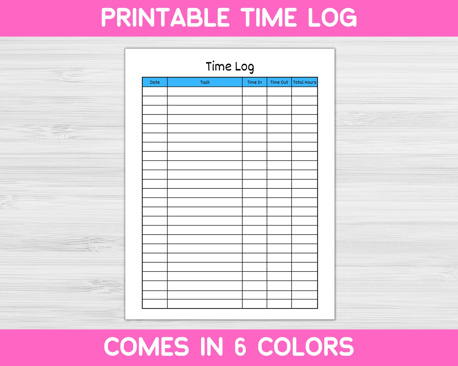 Time Log Printable. Work Log. Task Log. Working Hours Tracker. - Etsy