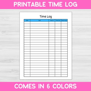 Time Log Printable. Work Log. Task Log. Working Hours Tracker. - Etsy
