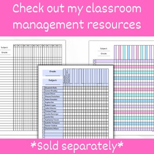 Teacher Gradebook Rainbow Printable. Teacher Planner. Grade Tracker ...