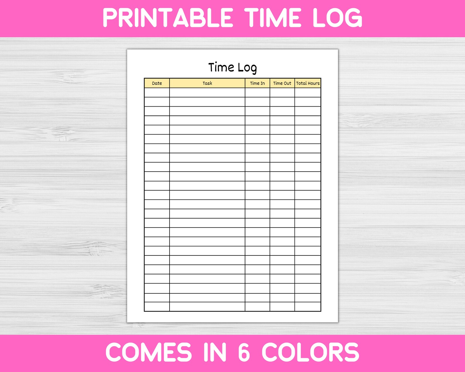 Time Log Printable. Work Log. Task Log. Working Hours Tracker. - Etsy