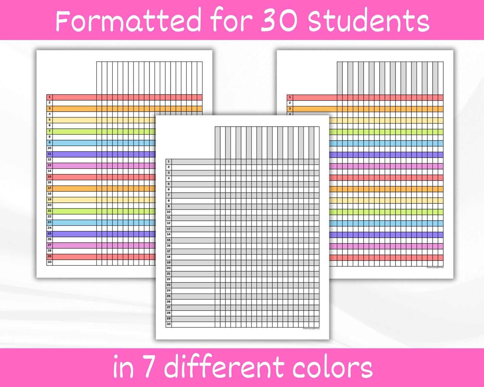 Teacher Gradebook Rainbow Printable. Teacher Planner. Grade Tracker ...