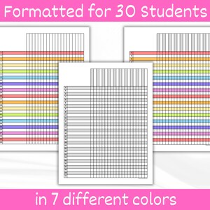 Teacher Gradebook Rainbow Printable. Teacher Planner. Grade Tracker ...