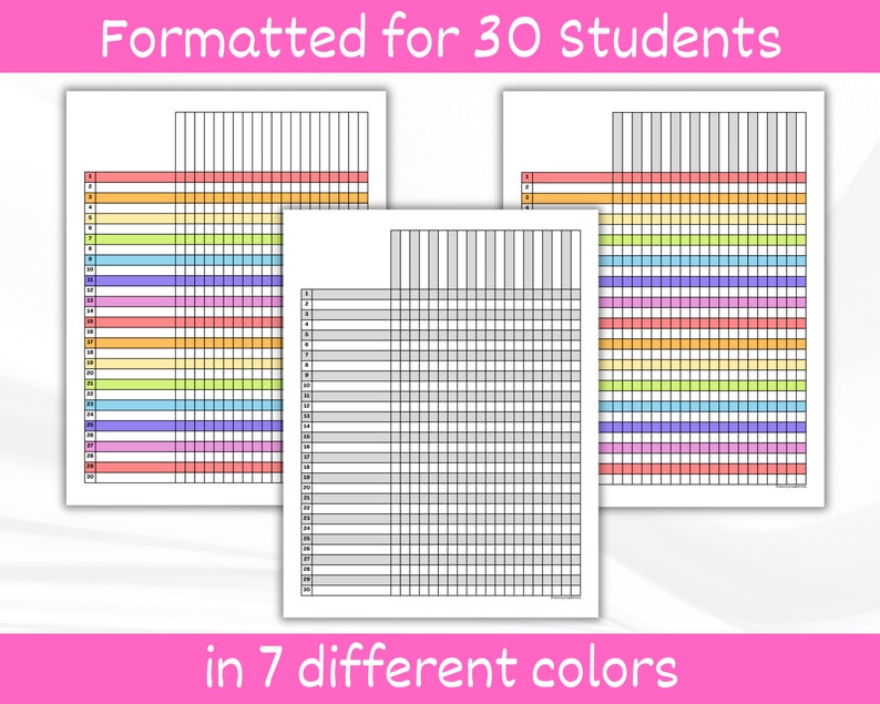 Teacher Gradebook Rainbow Printable. Teacher Planner. Grade Tracker ...