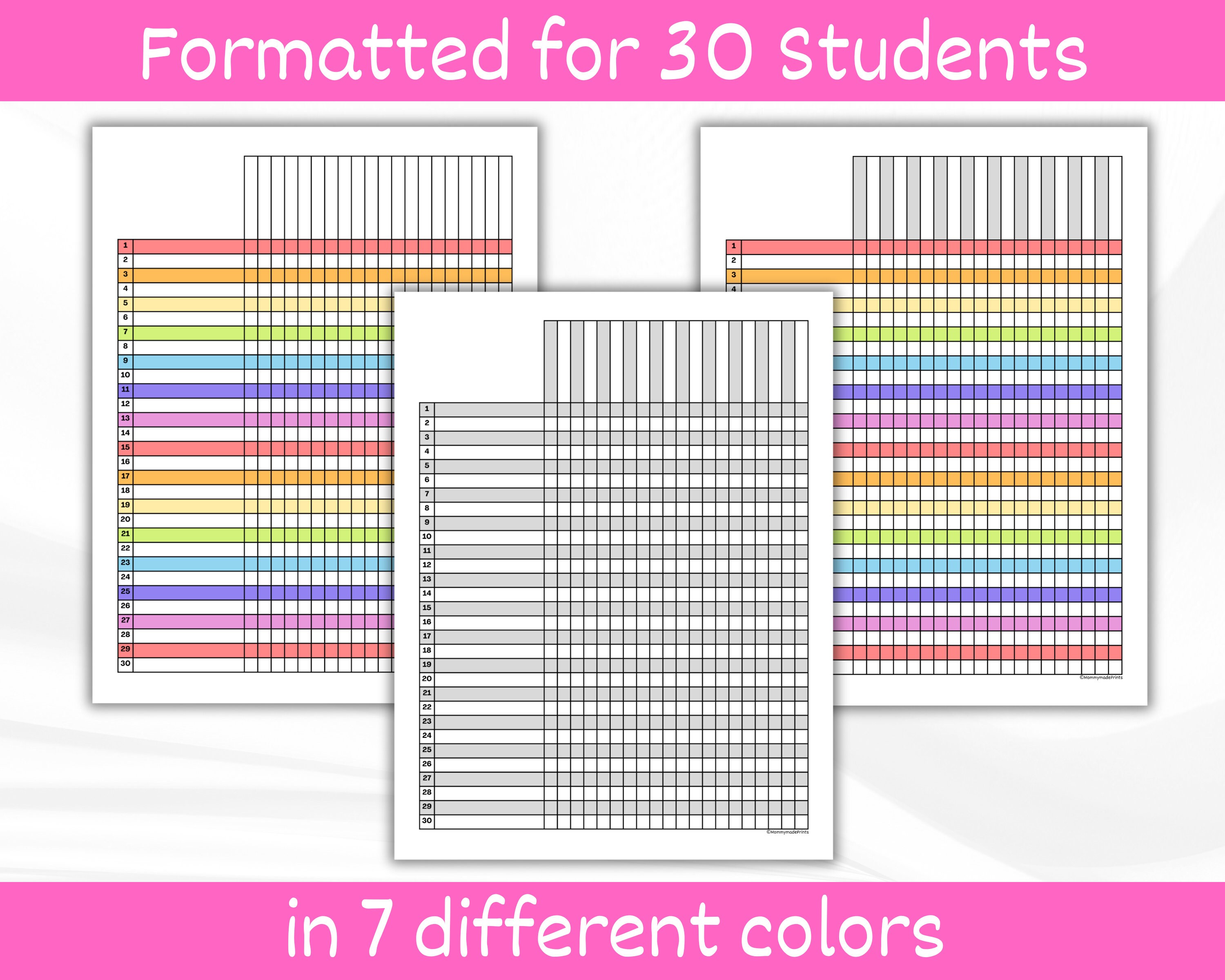 Teacher Gradebook Rainbow Printable. Teacher Planner. Grade Tracker ...