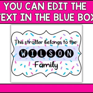 Editable Stroller Sign Family Name Digital Download: Personalized ...