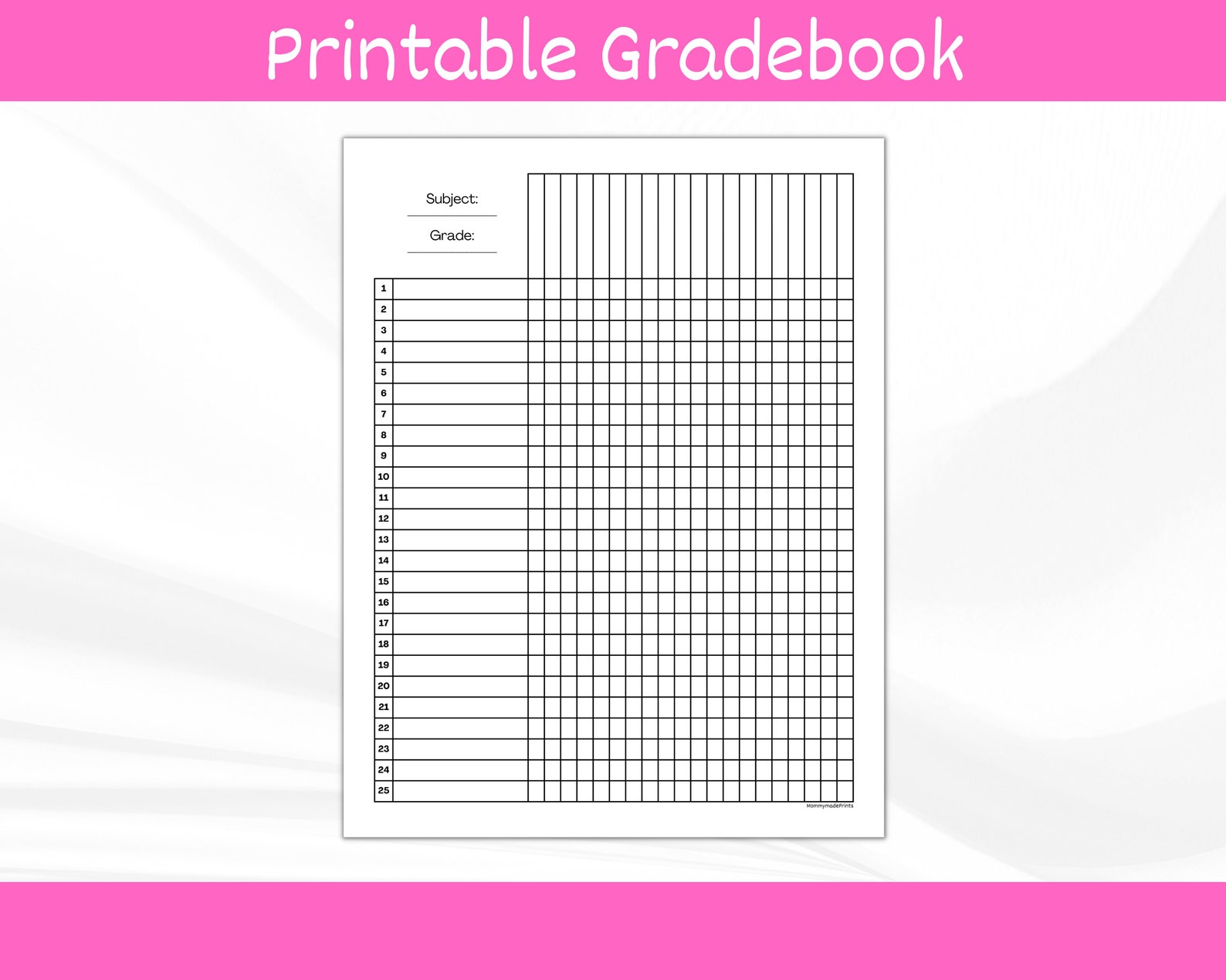 Teacher Gradebook Printable. Teacher Planner. Grade Tracker. Student ...