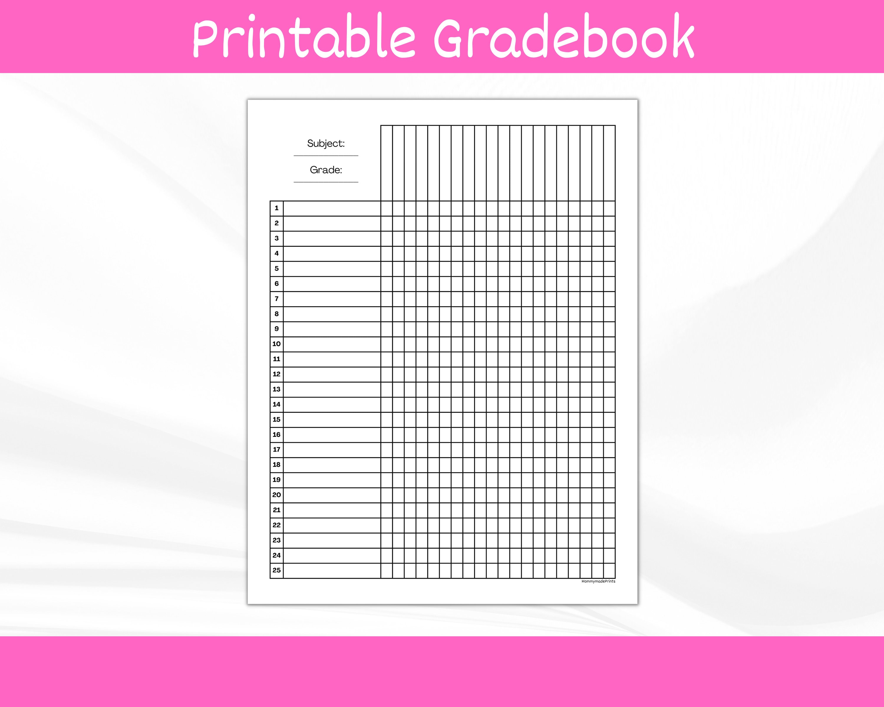 Teacher Gradebook Printable. Teacher Planner. Grade Tracker. Student ...