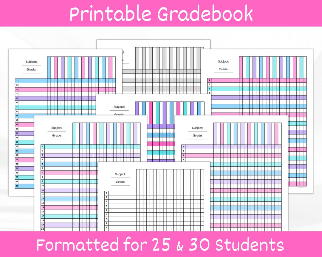 Teacher Gradebook Pastel Printable. Teacher Planner. Grade Tracker ...