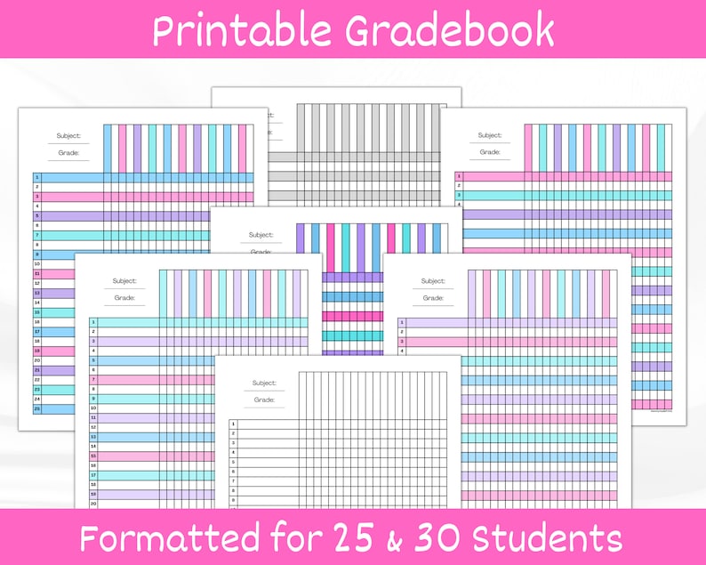 Teacher Gradebook Pastel Printable. Teacher Planner. Grade Tracker ...