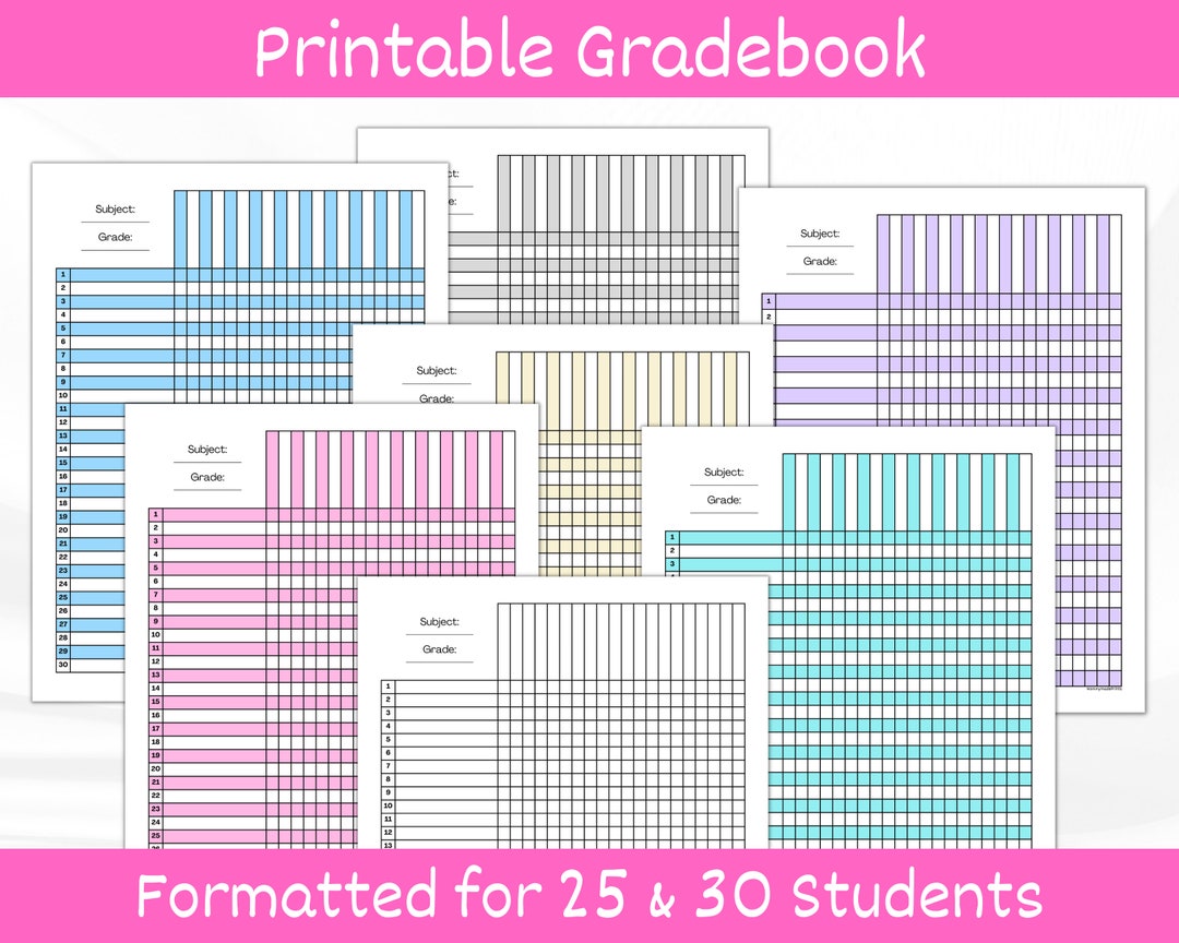 Teacher Gradebook Printable. Teacher Planner. Grade Tracker. Student ...