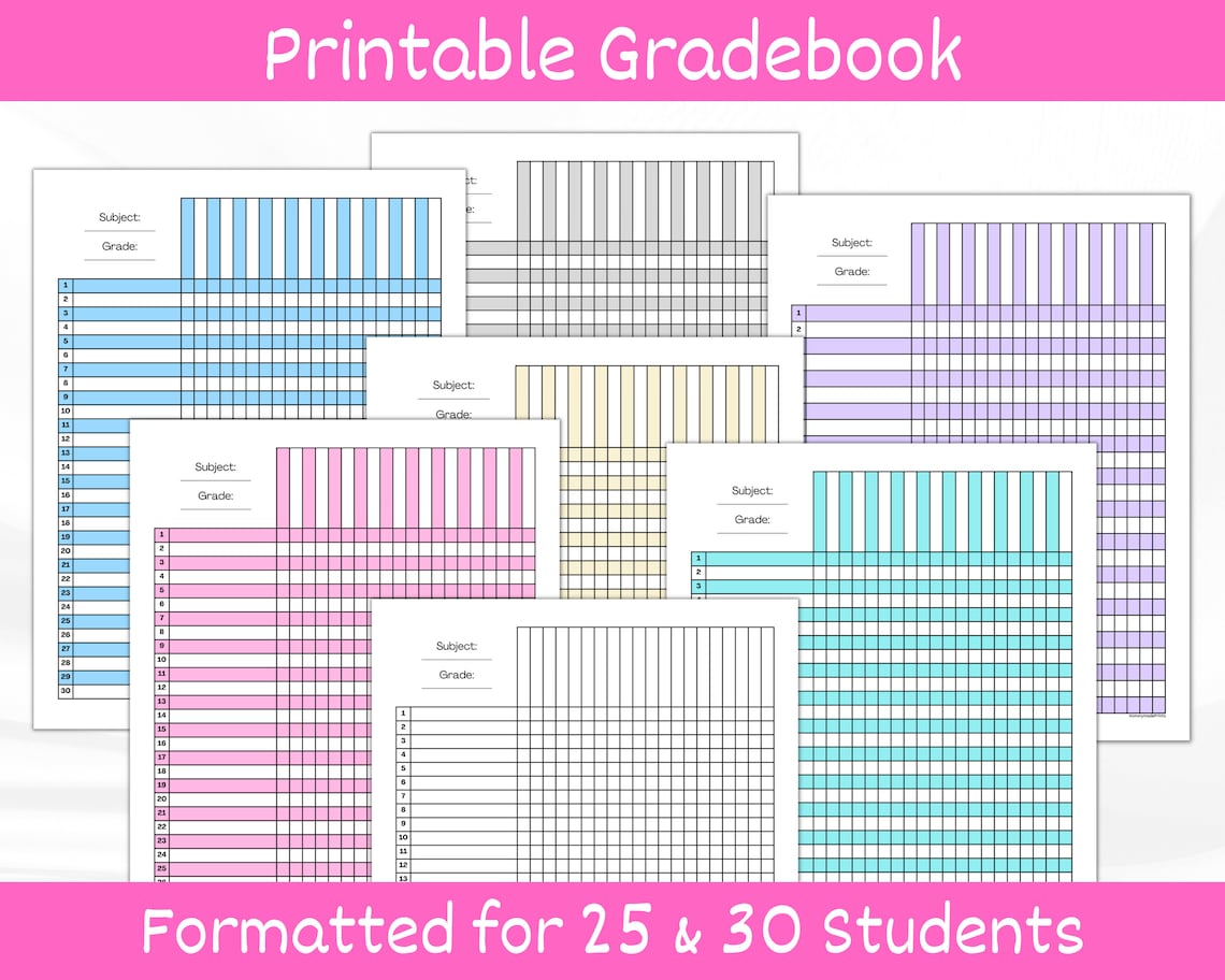 Teacher Gradebook Printable. Teacher Planner. Grade Tracker. Student ...