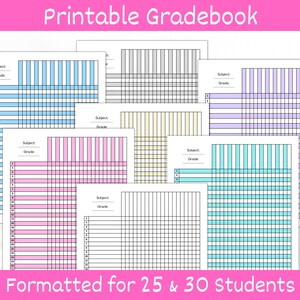 Teacher Gradebook Printable. Teacher Planner. Grade Tracker. Student ...