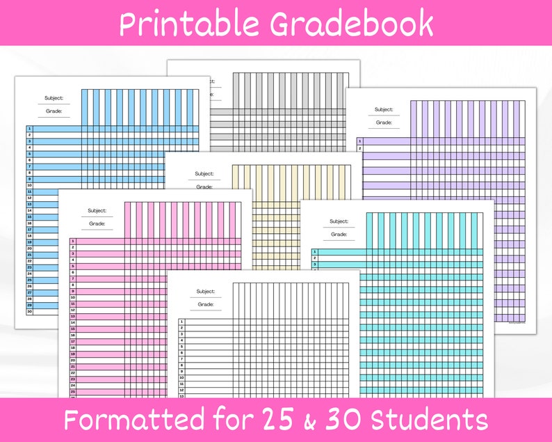 Teacher Gradebook Printable. Teacher Planner. Grade Tracker. Student ...