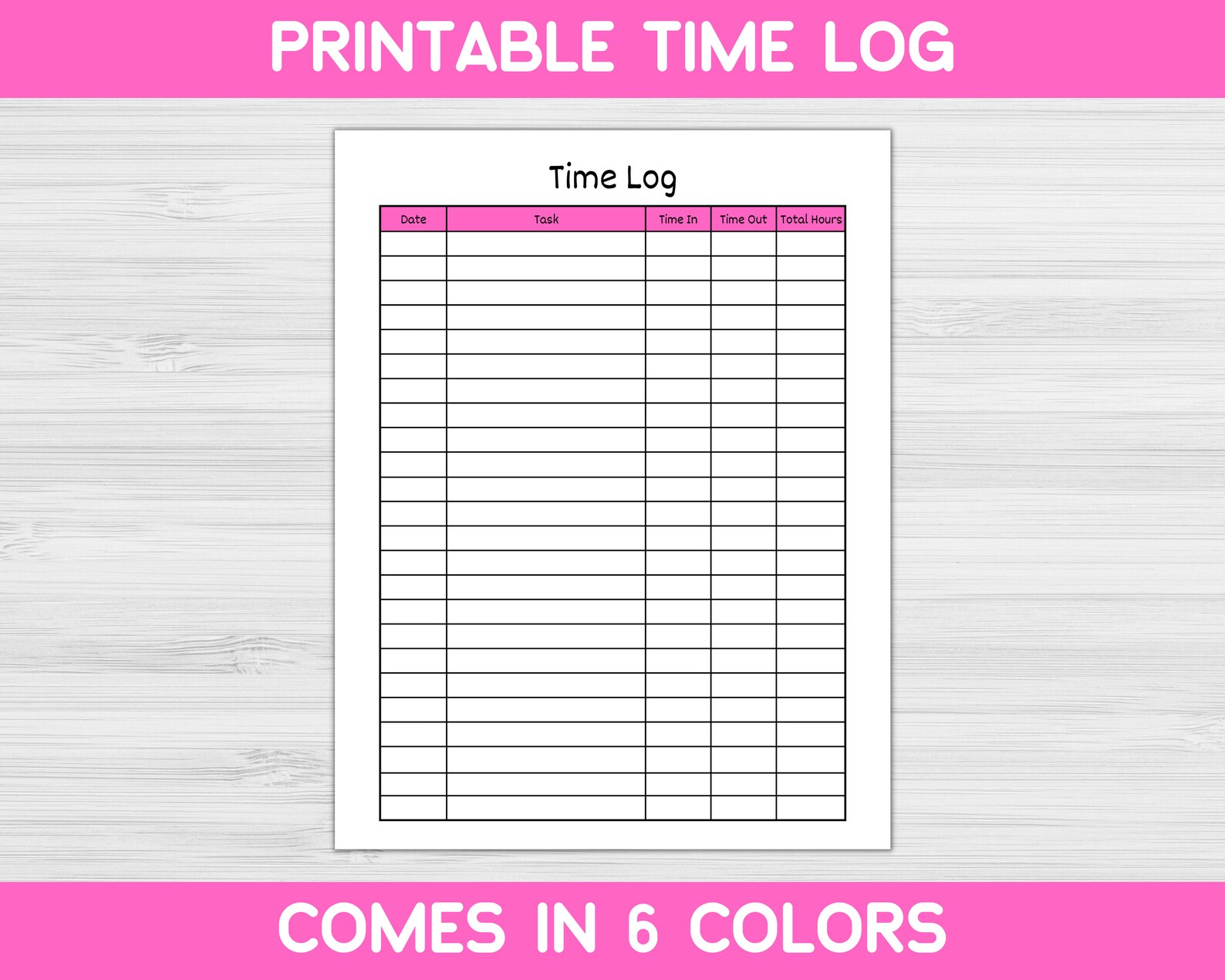 Time Log Printable. Work Log. Task Log. Working Hours Tracker. - Etsy