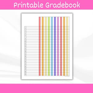 Teacher Gradebook Rainbow Printable. Teacher Planner. Grade Tracker ...