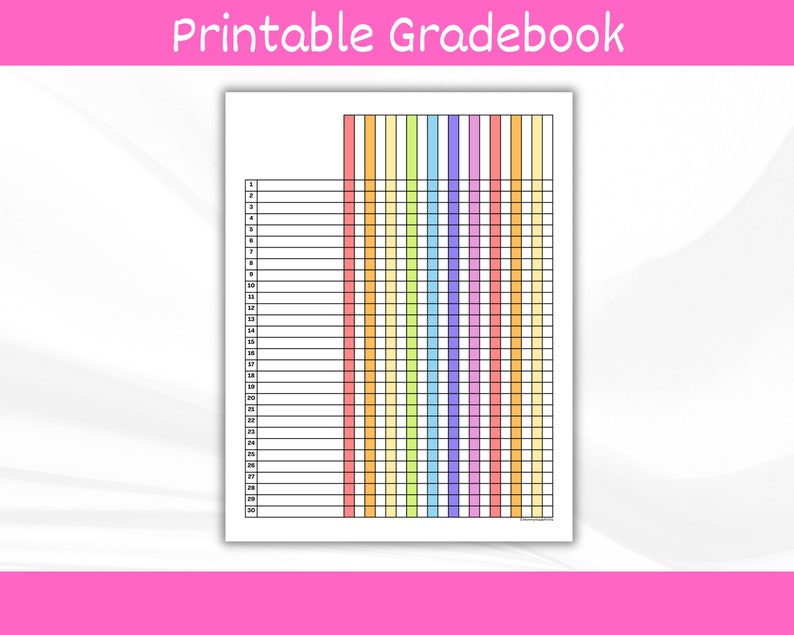 Teacher Gradebook Rainbow Printable. Teacher Planner. Grade Tracker ...