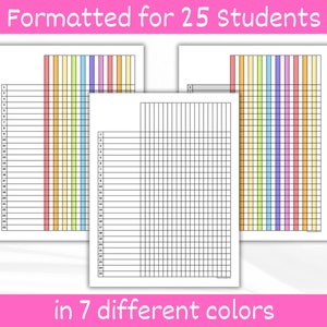 Teacher Gradebook Rainbow Printable. Teacher Planner. Grade Tracker ...
