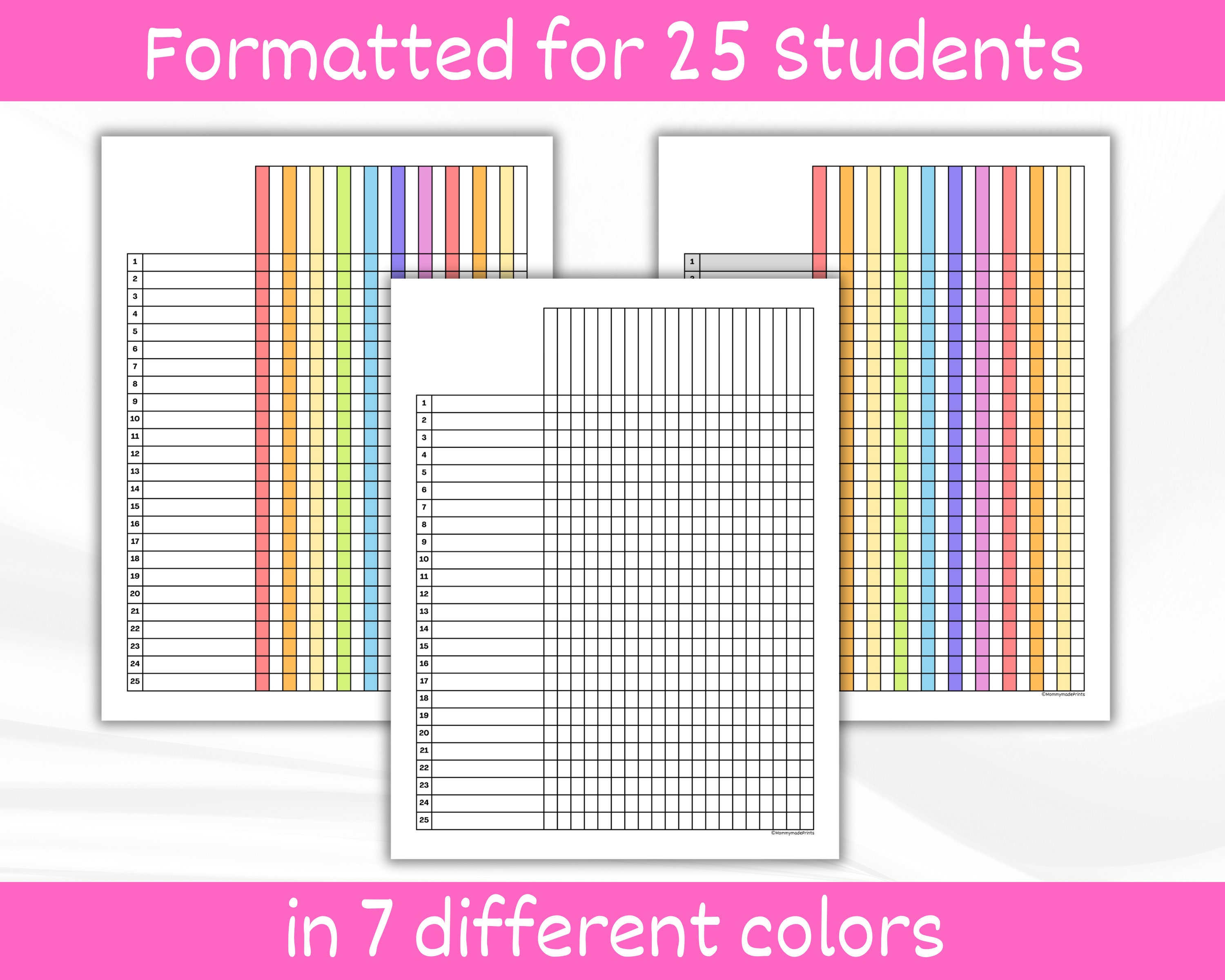 Teacher Gradebook Rainbow Printable. Teacher Planner. Grade Tracker ...