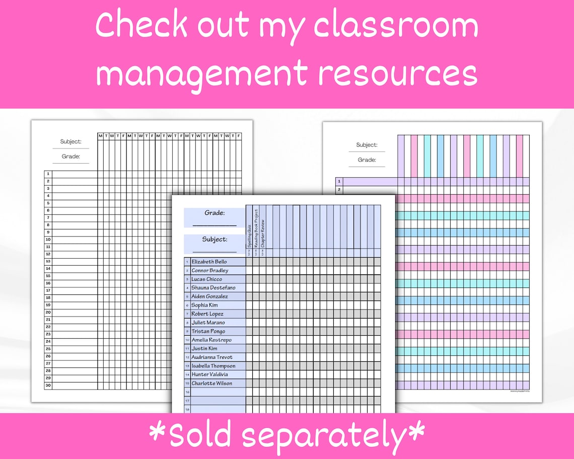 Teacher Gradebook Pastel Printable. Teacher Planner. Grade Tracker ...