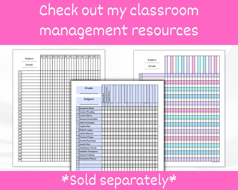 Teacher Gradebook Pastel Printable. Teacher Planner. Grade Tracker ...