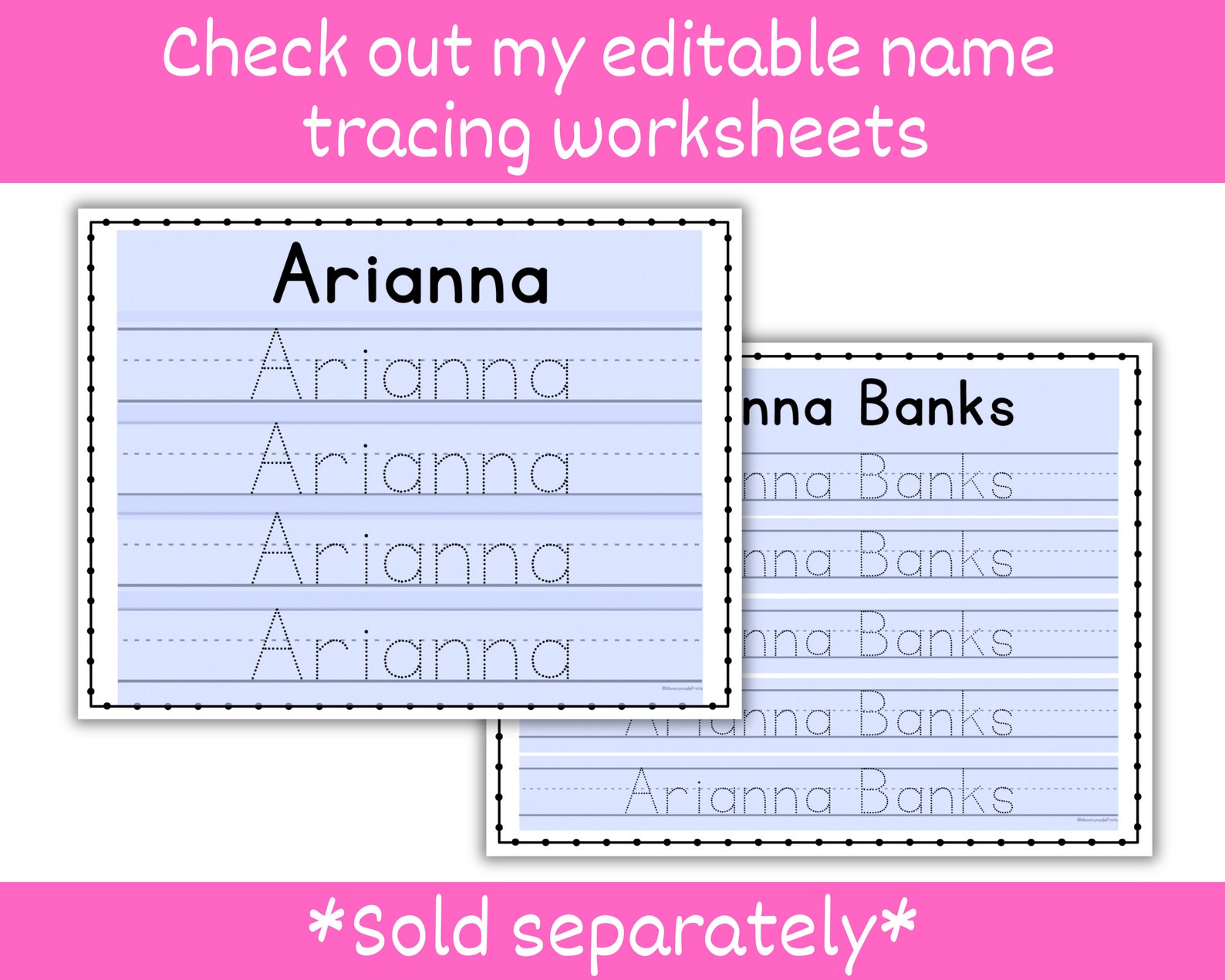 Editable Name Tracing Booklet. Custom Name Tracing Worksheets ...