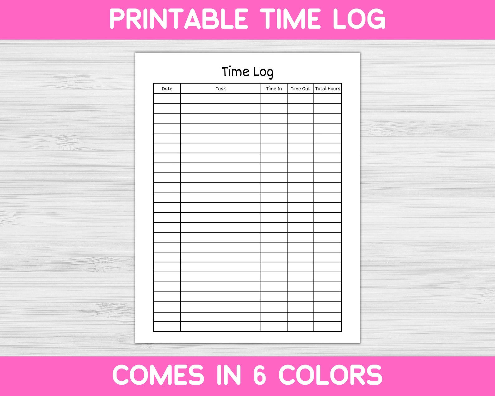 Time Log Printable. Work Log. Task Log. Working Hours Tracker. - Etsy