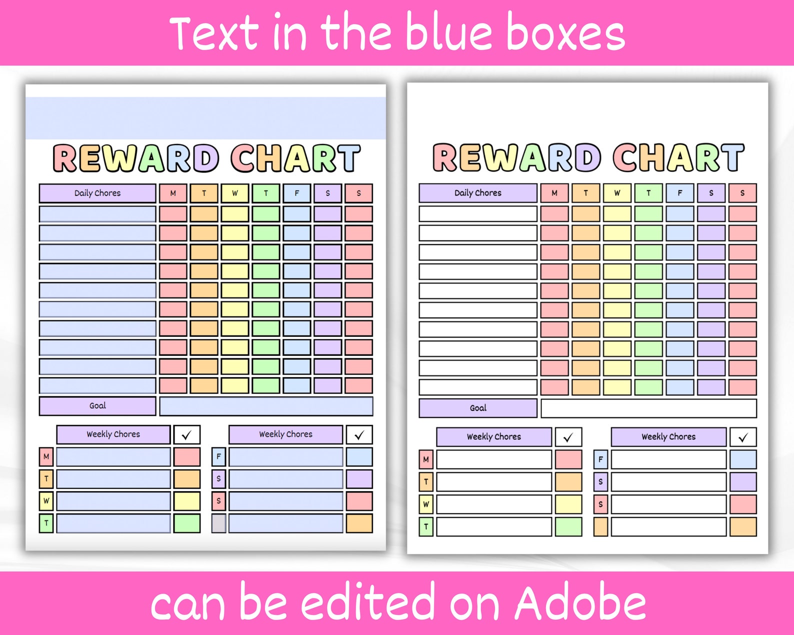 Editable Rainbow Reward Chart for Kids. Kids Daily Chore List. Daily ...