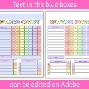 Editable Rainbow Reward Chart for Kids. Kids Daily Chore List. Daily ...