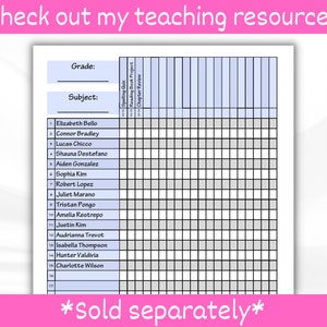 Teacher Gradebook Printable. Teacher Planner. Grade Tracker. - Etsy