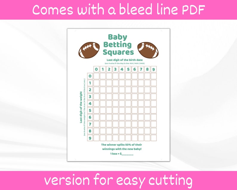 Baby Betting Squares Printable. Due Date Calendar. Baby Shower - Etsy