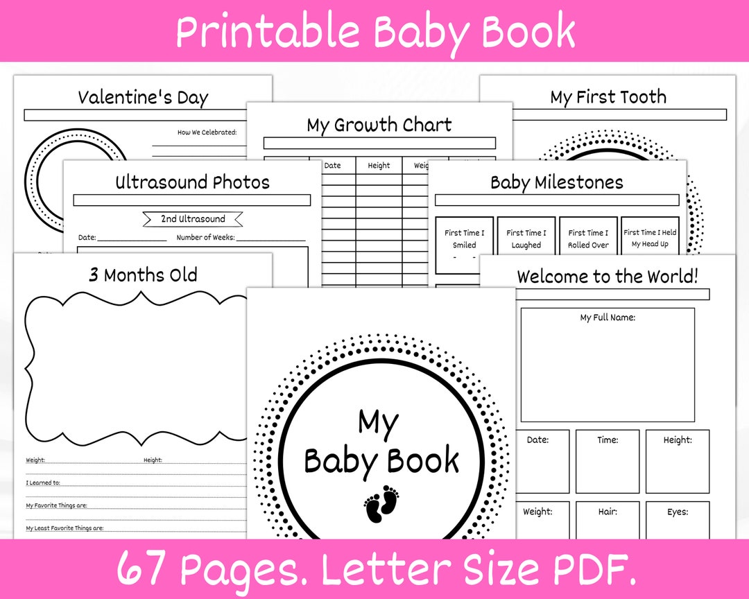 Baby Memory Book Footprints. Printable Baby Book. Baby Journal. Baby ...