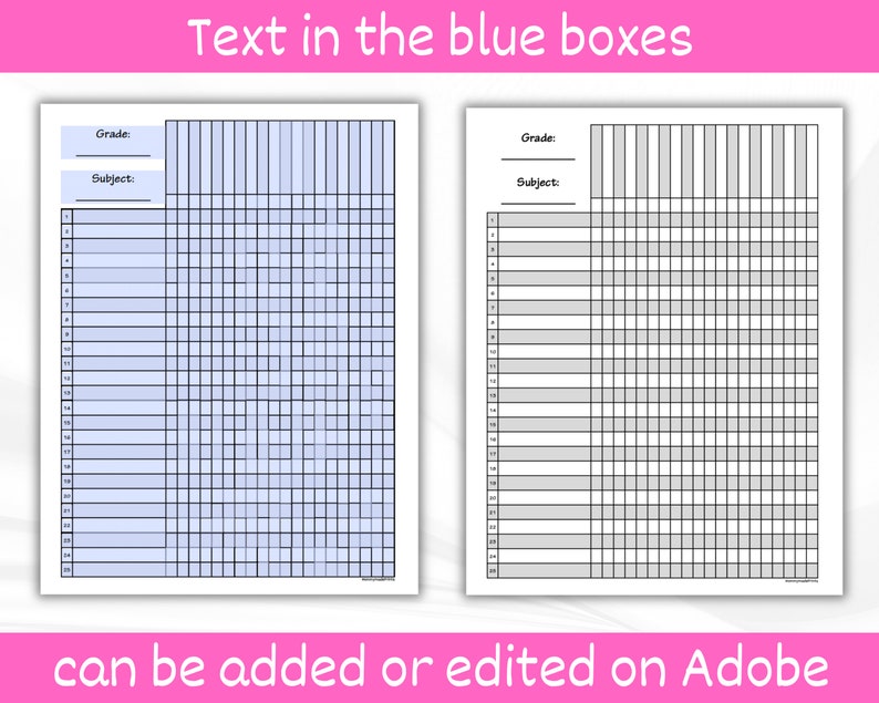 Editable Teacher Gradebook for 25 Students All Editable Fields. Grade ...
