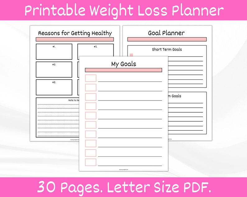 Weight Loss Planner Printable. Weight Loss Tracker. Weight - Etsy