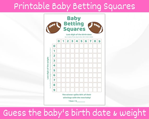 Baby Betting Squares Printable. Due Date Calendar. Baby Shower - Etsy