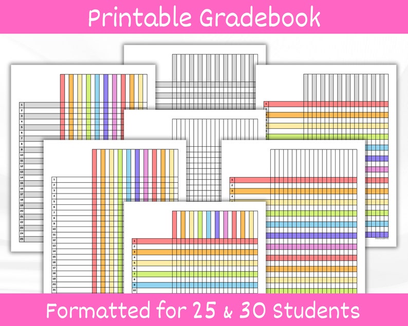 Teacher Gradebook Rainbow Printable. Teacher Planner. Grade Tracker ...