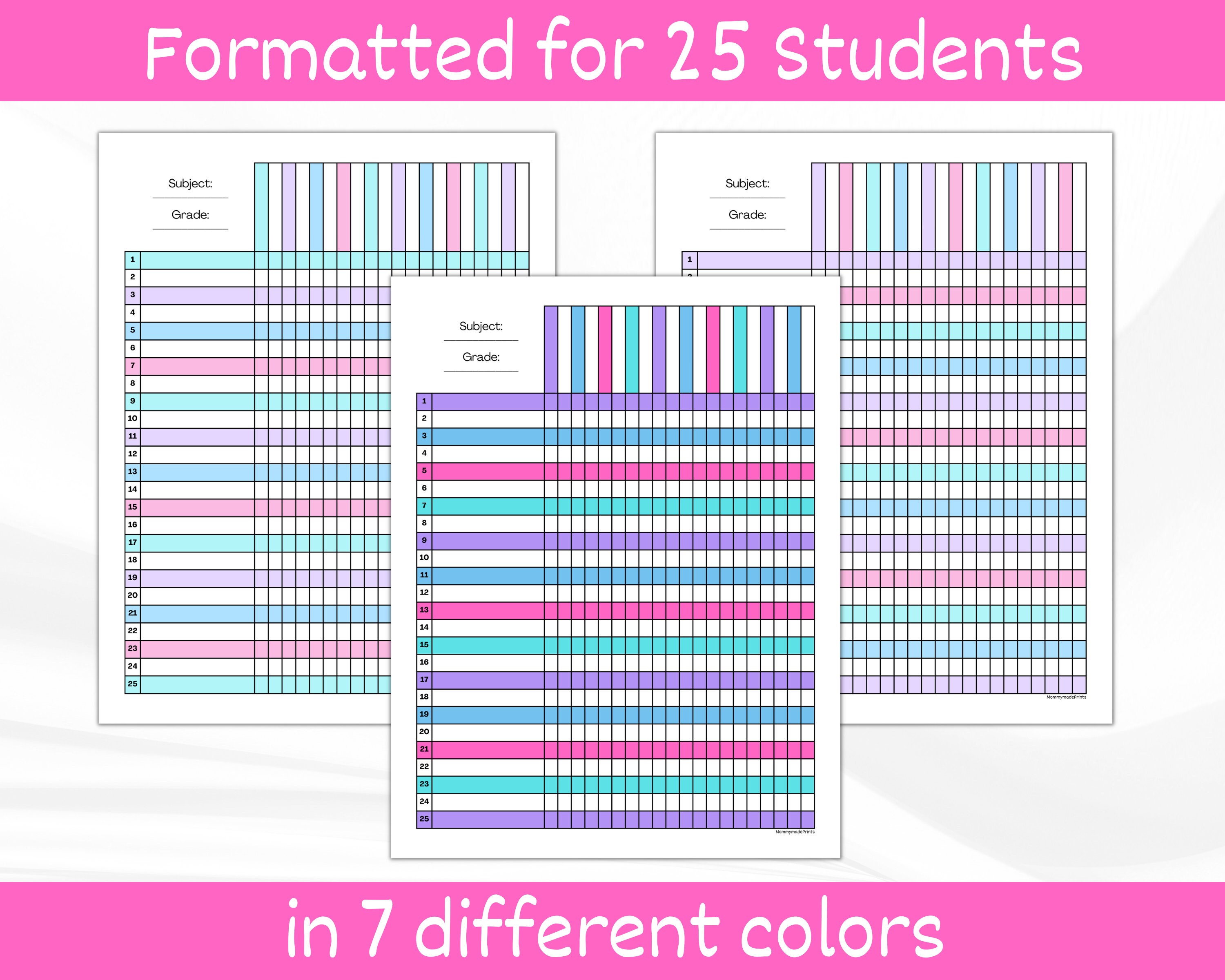 Teacher Gradebook Pastel Printable. Teacher Planner. Grade Tracker ...