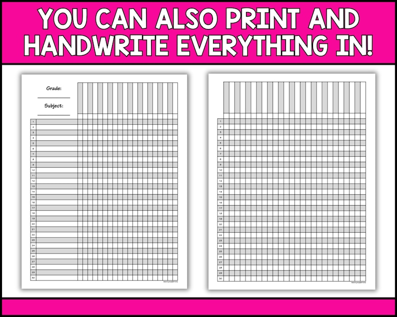 Editable Teacher Gradebook Printable. Teacher Planner. Grade Tracker ...