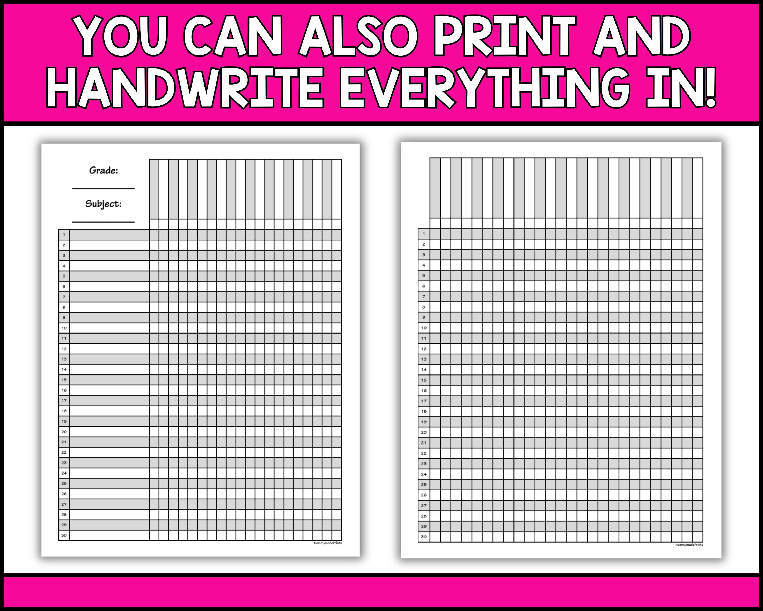 Editable Teacher Gradebook Printable. Teacher Planner. Grade Tracker ...