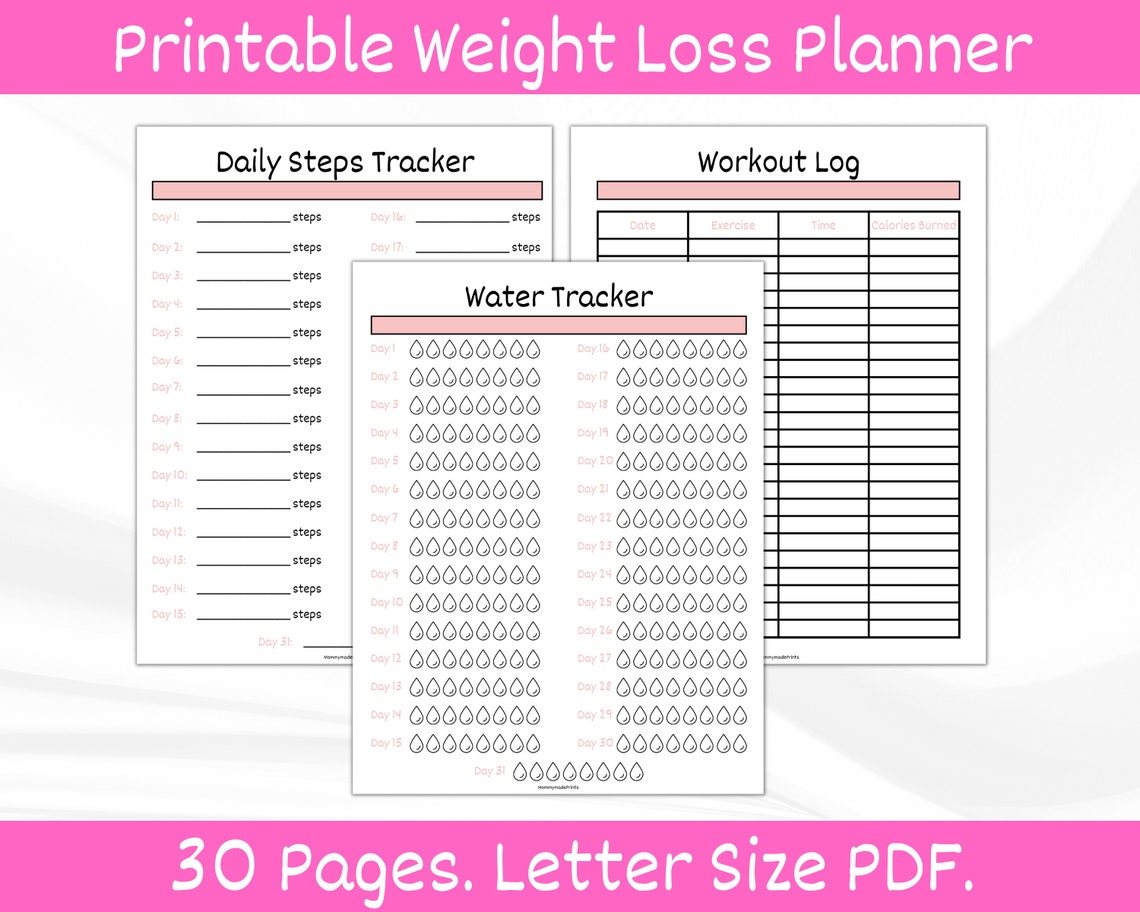 Weight Loss Planner Printable. Weight Loss Tracker. Weight - Etsy