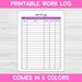 Monthly Work Log Printable. Time Log. Task Log. Working Hours - Etsy