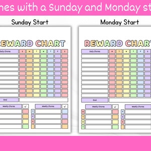 Editable Rainbow Reward Chart for Kids. Kids Daily Chore List. Daily ...