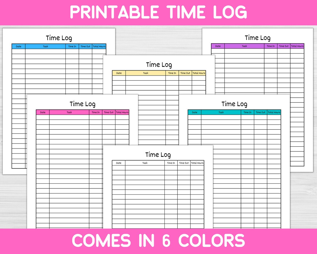 Time Log Printable. Work Log. Task Log. Working Hours Tracker. - Etsy