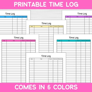 Time Log Printable. Work Log. Task Log. Working Hours Tracker. - Etsy
