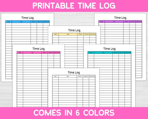 Time Log Printable. Work Log. Task Log. Working Hours Tracker. - Etsy