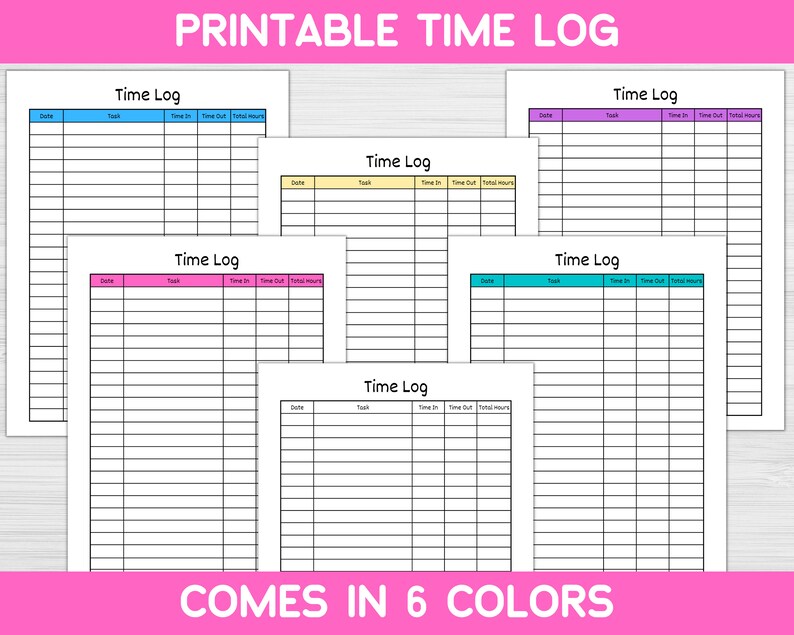 Time Log Printable. Work Log. Task Log. Working Hours Tracker. - Etsy