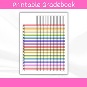 Teacher Gradebook Rainbow Printable. Teacher Planner. Grade Tracker ...