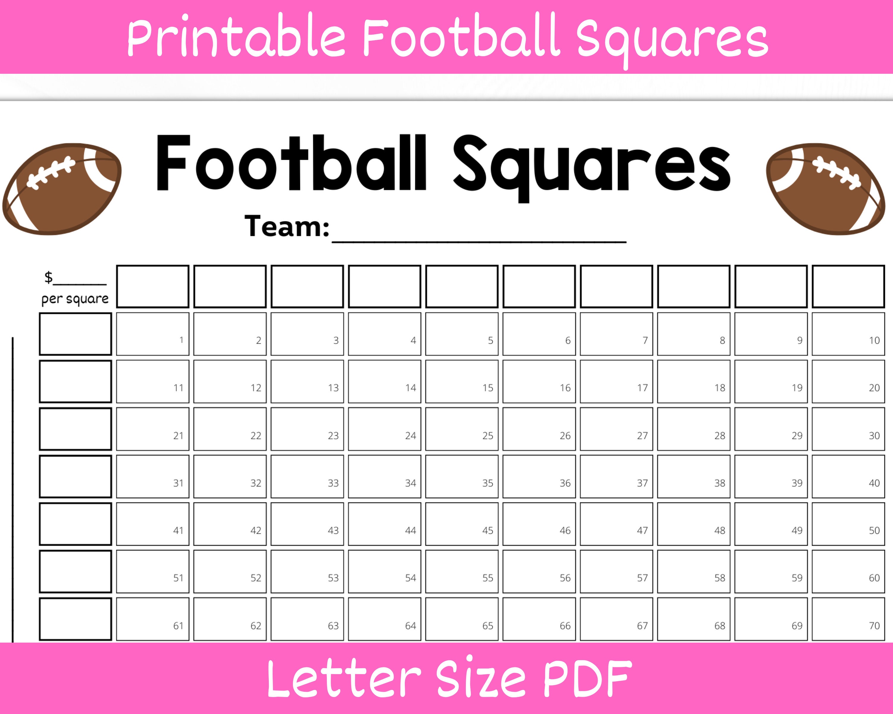 Football Squares Printable. Football Betting Game. Football Pool ...